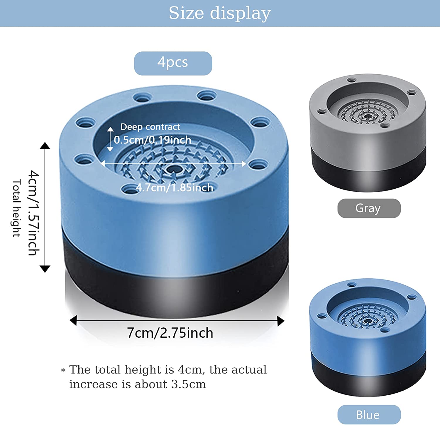 Patins Anti Vibration, (bleu3.5cm)4 Pièces Pieds en Caoutchouc pour ...