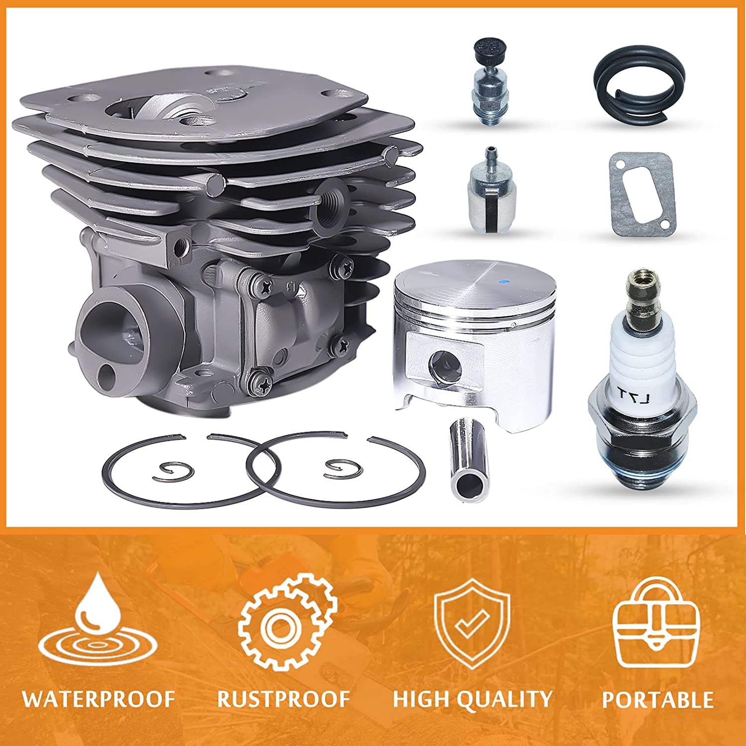 Nikasil Cylindre Piston Kit 45 mm Grand alésage pour Husqvarna 353 351 ...