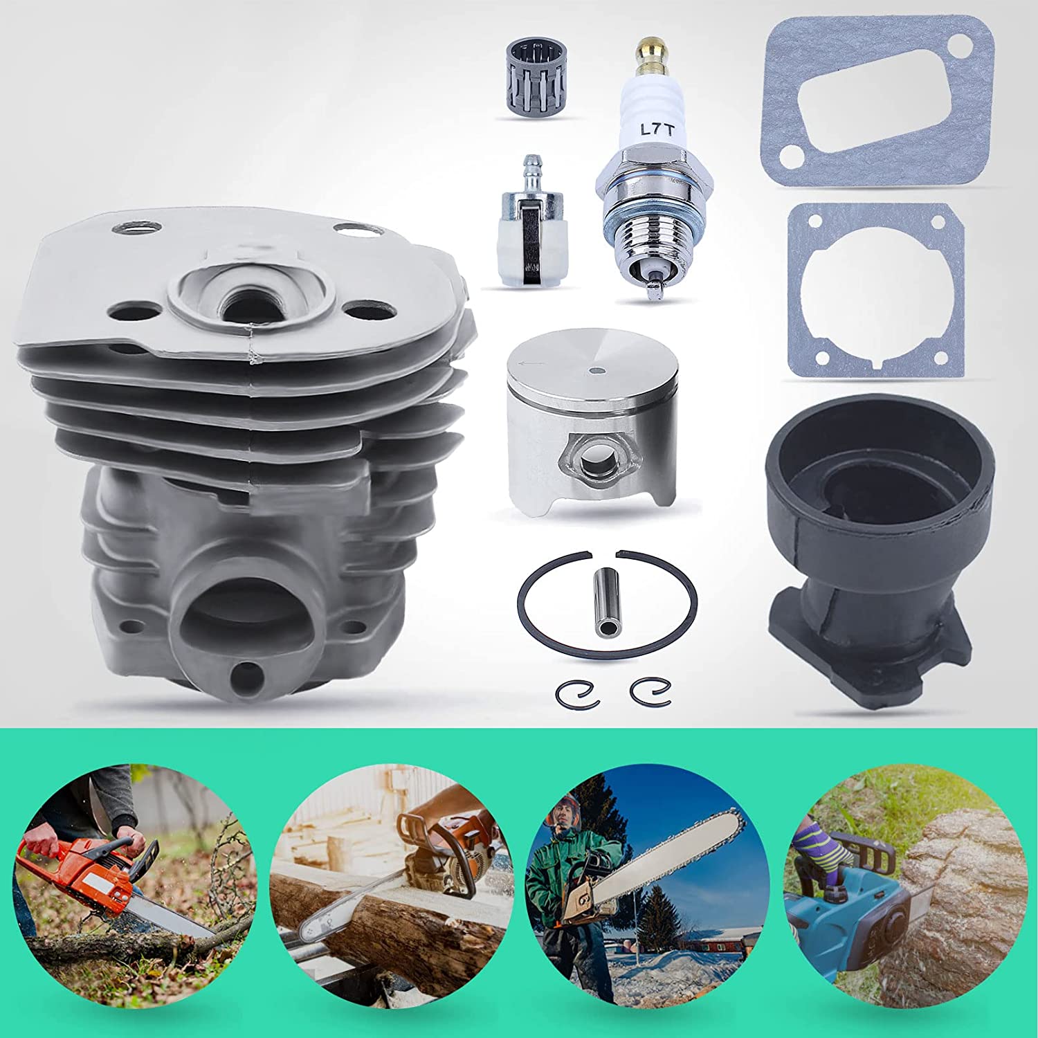 44 mm Nikasil plaqué Tronçonneuse Piston de Cylindre Joint Pièces de ...