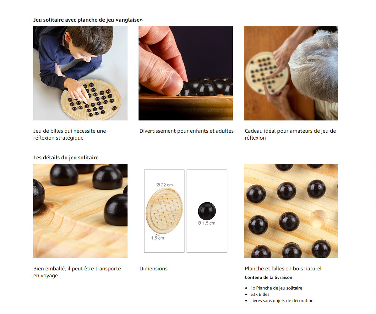 ZGEER Jeu solitaire, Jeu Éducatif, 33 billes, enfants et adultes, un ...